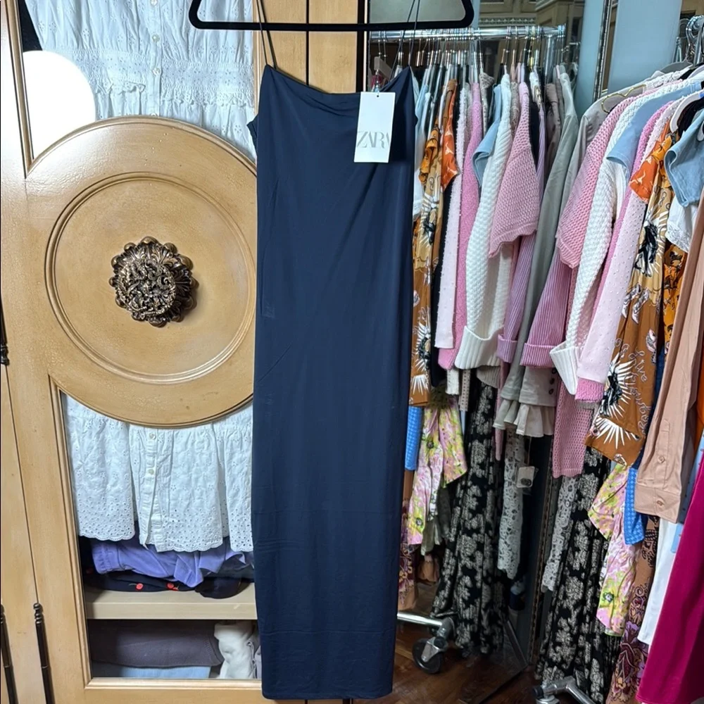 Zara | Dresses | Zara Nwt Navy Blue Maxi Dress | Poshmark